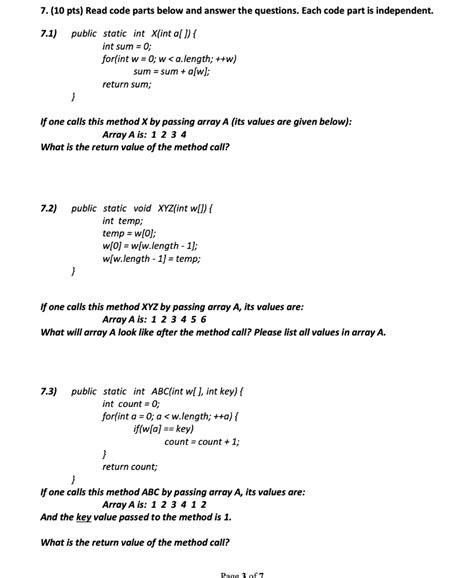 solved 7 10 pts read code parts below and answer the