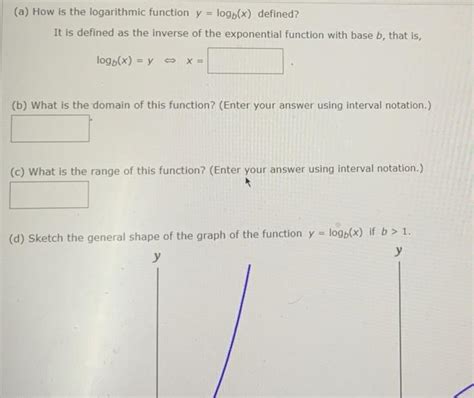 Solved A How Is The Logarithmic Function Y Log X Chegg Com