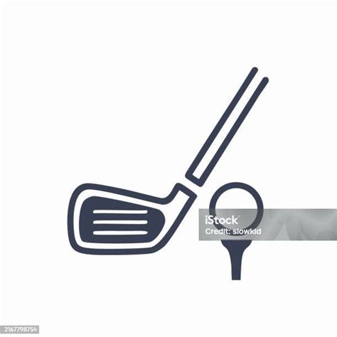골프 클럽과 공 아이콘입니다 골프 클럽과 공의 단순하고 미니멀한 벡터 그래픽입니다 웹사이트 디자인 앱 또는 프레젠테이션에