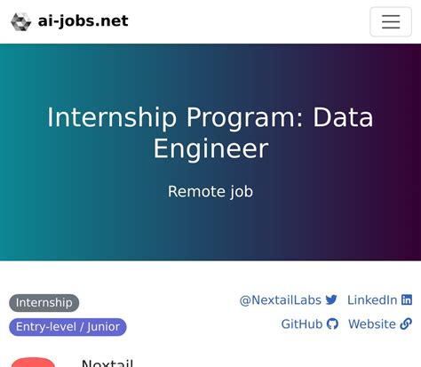 Hiring Internship Internship Program Data Engineer Remote Rai