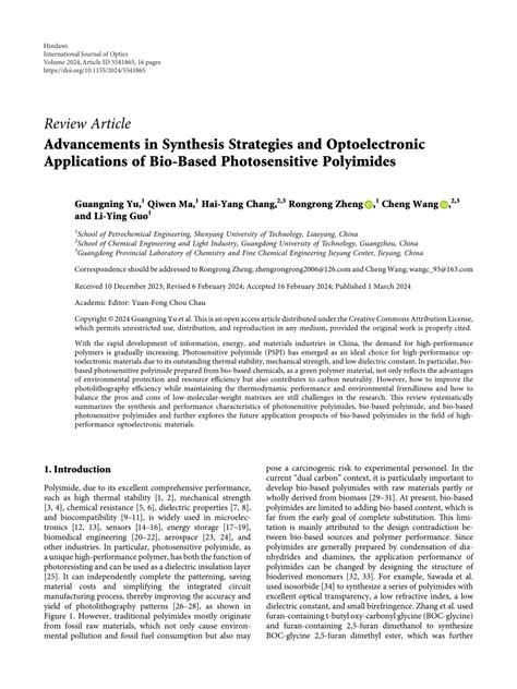 Pdf Advancements In Synthesis Strategies And Optoelectronic Applications Of Bio Based