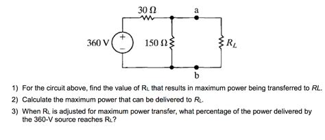 solved 1 for the circuit above find the value of rl that