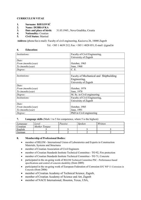 Annex I â Standard EU CV format
