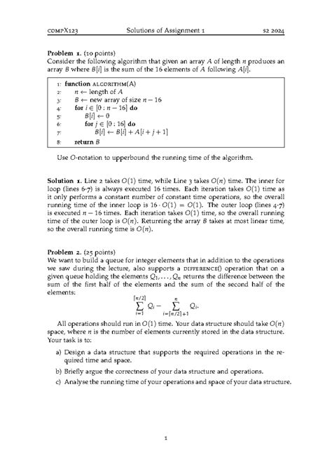 Assignment 1 Solutions 2021 Problem 1 10 Points Consider The Following Algorithm That