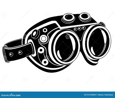 Safety Glasses In Steampunk Style Vector Silhouette Picture For Logo