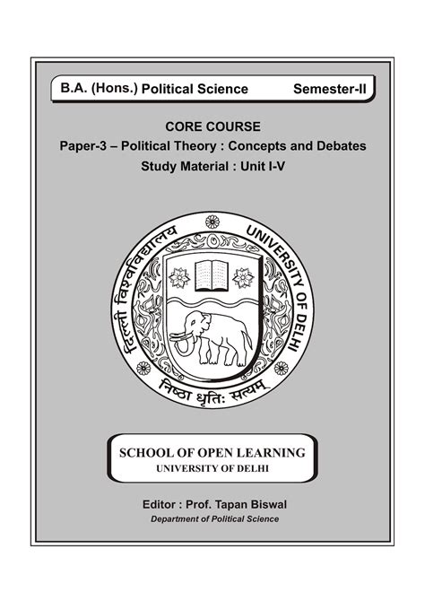 Unit I V Lecture Notes 1 5 B Hons Core Course Paper 3 Political Theory Concepts And