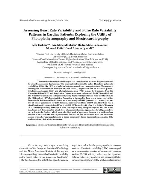 Pdf Assessing Heart Rate Variability And Pulse Rate Variability