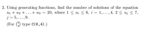 Solved Using Generating Functions Find The Number Of
