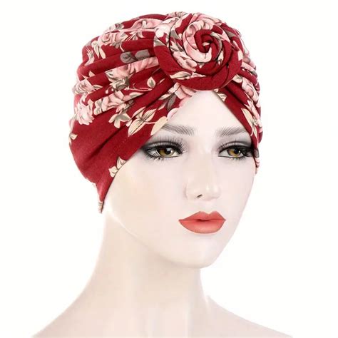 Шапка з вузлом у вигляді раковини з багатобарвним пейзажем Temu Czech Republic