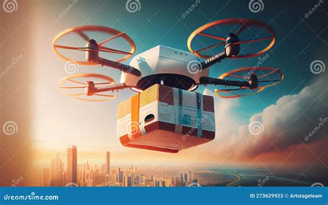 Drone Delivery Concept Autonomous Unmanned Aerial Vehicle Used To