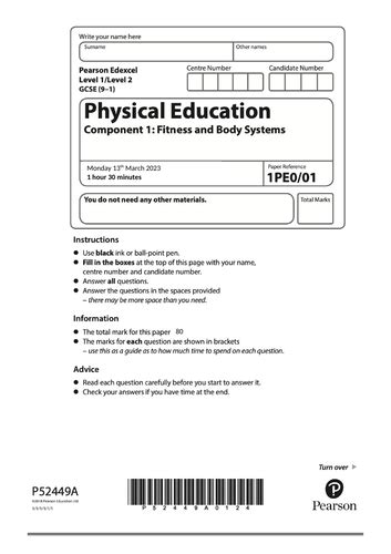 Gcse Pe Mock Exam Skeletal Cardiovascular Muscular And Respiratory Teaching Resources
