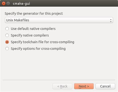 Setting A Cross Compiler File Using The Cmake Gui Stack Overflow