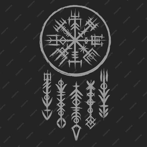 Premium Vector Brushed Runic Symbol Grunge Pattern