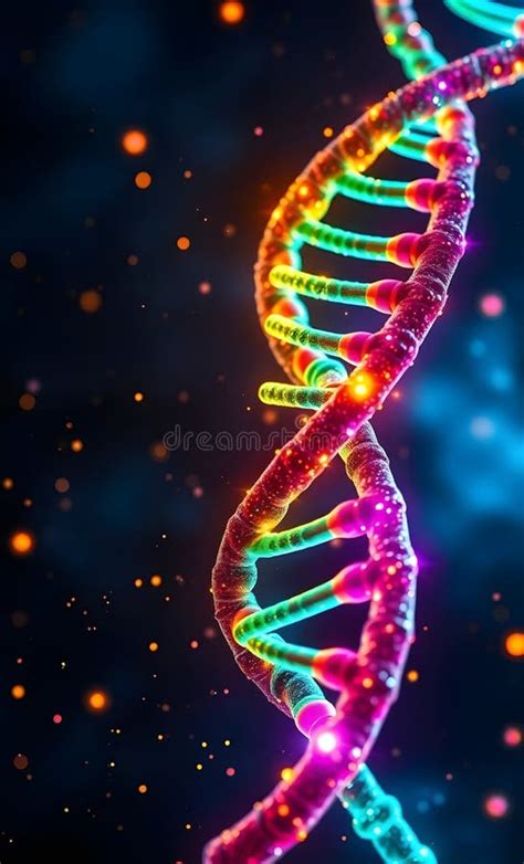 Vibrant Dna Structure Illustration With Glowing Details For Science Concepts Stock Illustration