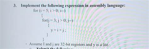 Solved 3 Implement The Following Expression In Assembly