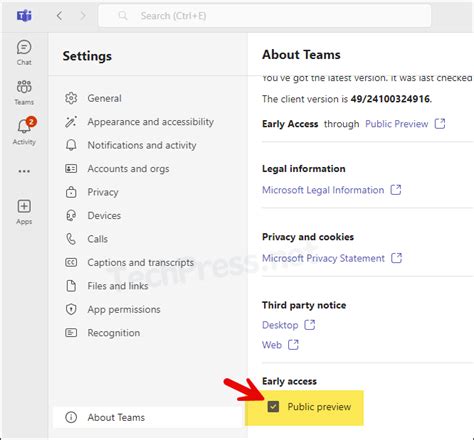 enable developer and public preview in microsoft teams