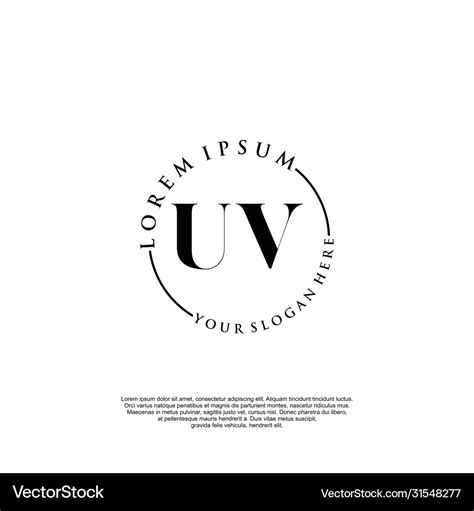 Uv Initial Handwriting Logo Design Royalty Free Vector Image