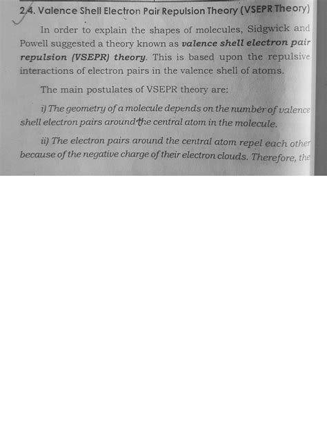 Solution Vsepr Theory Valence Shell Electron Pair Repulsion Theory Pdf