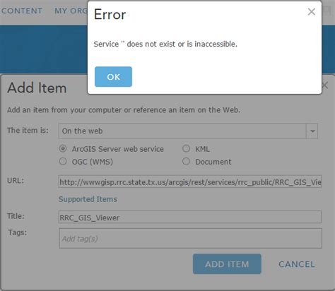 can t add external mapserver service to esri community