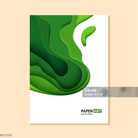 컷 페이퍼 스타일의 추상 녹색 전단지 지구 포스터 생태 브로셔 프리젠 테이션 텍스트 장소초대장을 저장하기위한 컷 아웃 잔디 파도 템플릿 벡터 카드 일러스트레이션 다층 효과에