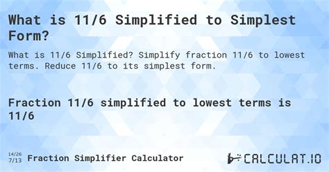 What Is 11 6 Simplified To Simplest Form Calculatio