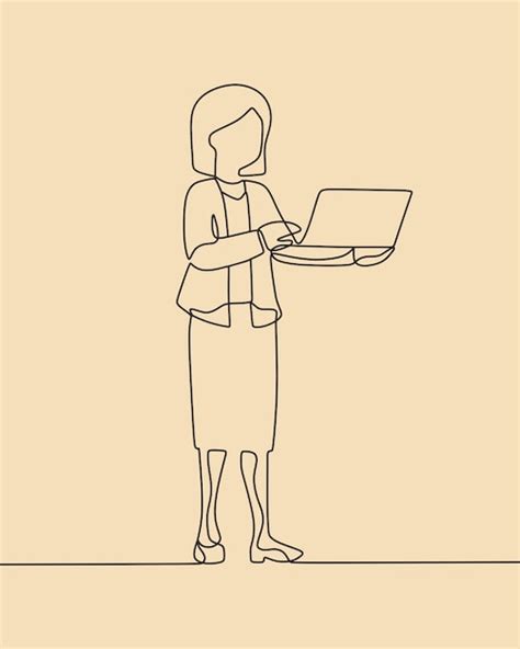 선생님에 연속 선 그리기 프리미엄 벡터