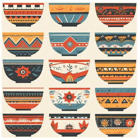 Indian Pottery Patterns With Traditional Shapes Premium Ai Generated