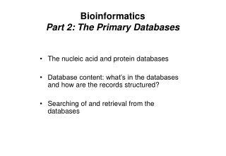 PPT Databases In Bioinformatics PowerPoint Presentation Free Download ID 510683
