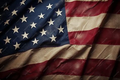 American Flag On Old Paper Texture Premium Ai Generated Image