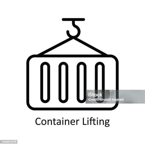 컨테이너 리프팅 벡터 개요 아이콘 디자인 그림입니다 배송 및 배송 기호 흰색 배경 Eps 10 파일 교통수단에 대한 스톡 벡터 아트 및 기타 이미지 Istock