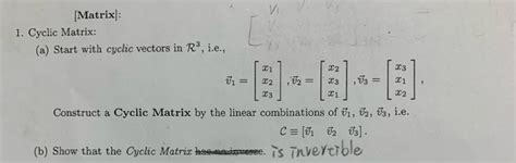 solved matrix 1 cyclic matrix a start with cyclic