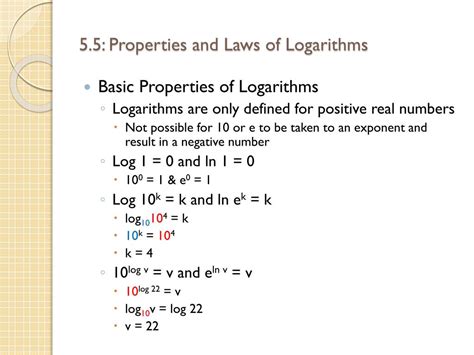 PPT Chapter Exponential And Logarithmic Functions Properties And Laws Of Logarithms