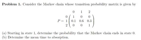 Solved Problem 1 Consider The Markov Chain Whose Transition