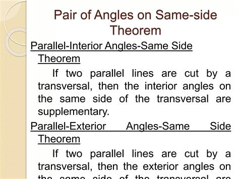 Pairs Of Angles On Same Side Theorem PPTX