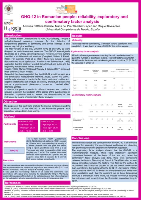 Ppt Ghq 12 In Romanian People Reliability Exploratory And Confirmatory Factor Analysis
