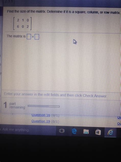 Solved Find The Size Of The Matrix Determine If It Is A