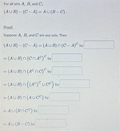 solved for all sets a b and c a∪b − c−a a∪ b−c proof
