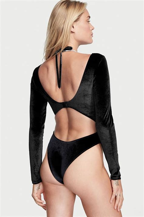 Buy Victorias Secret Long Sleeve Velvet Bodysuit From The Victorias