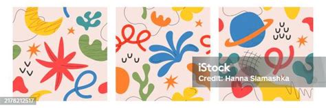 추상적 인 기하학적 모양 자유형 인물 여름 물체 유기적 자연 단순 요소가있는 정사각형 포스터 곡선에 대한 스톡 벡터 아트 및 기타 이미지 Istock