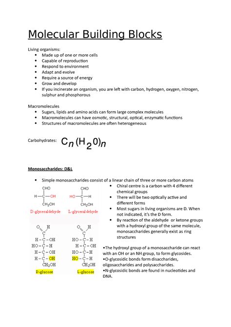 Molecular Building Blocks Molecular Building Blocks Living Organisms Made Up Of One Or More