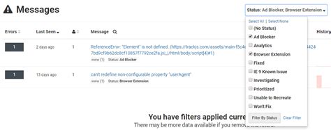 Error Status TrackJS