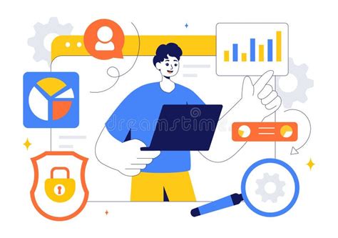 Cyber Threat Analysis Vector Illustration Featuring Vulnerability Management And Information