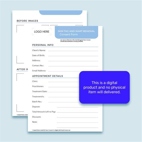 Skin Tag And Wart Removal Consent Forms By Faces Consent Etsy