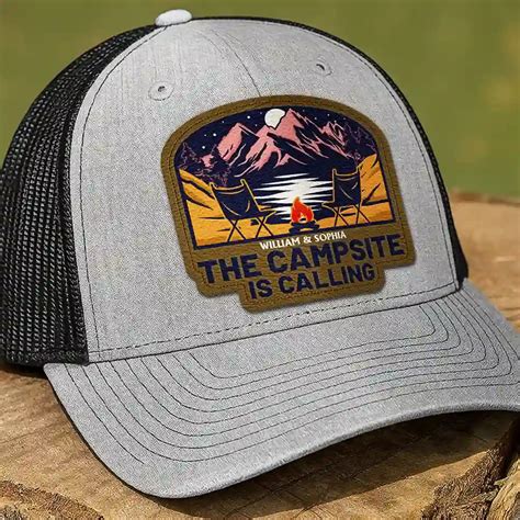 The Campsite Is Calling Personalized Leather Patch Hat Wander Prints