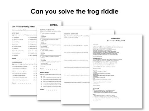 Can You Solve The Frog Riddle Teaching Resources