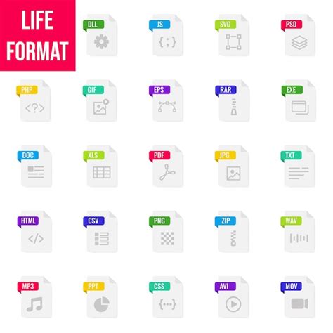 Premium Vector File Type Icon Set Document File Icons Vector Set Vector Illustration