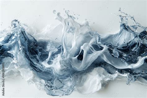 Fluid Dynamics Beautiful Swirling Water Patterns Captured On White Background Revealing The