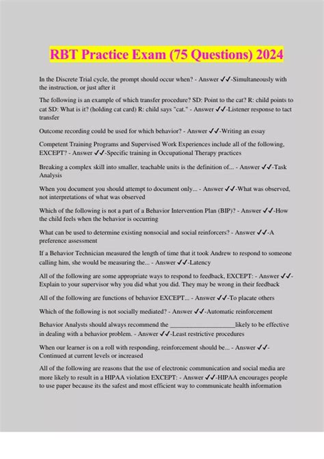 Rbt Practice Exam 75 Questions 2024 Rbt Stuvia Us