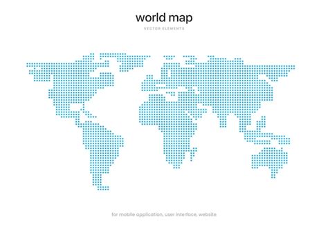 Ui Ux 웹 사이트 배너 모바일 앱을 위한 파란색 둥근 점 세계 지도 벡터 그래픽 요소입니다 프리미엄 벡터