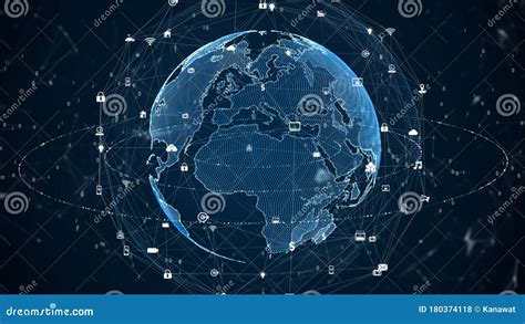 Technology Network Data Connection Digital Network And Cyber Security Stock Illustration